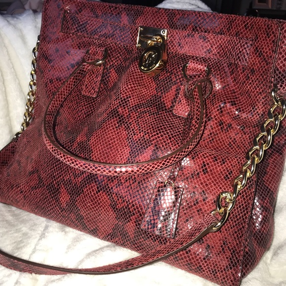 Michael Kors | Bags | Michael Kors Red Snake Skin Purse | Poshmark